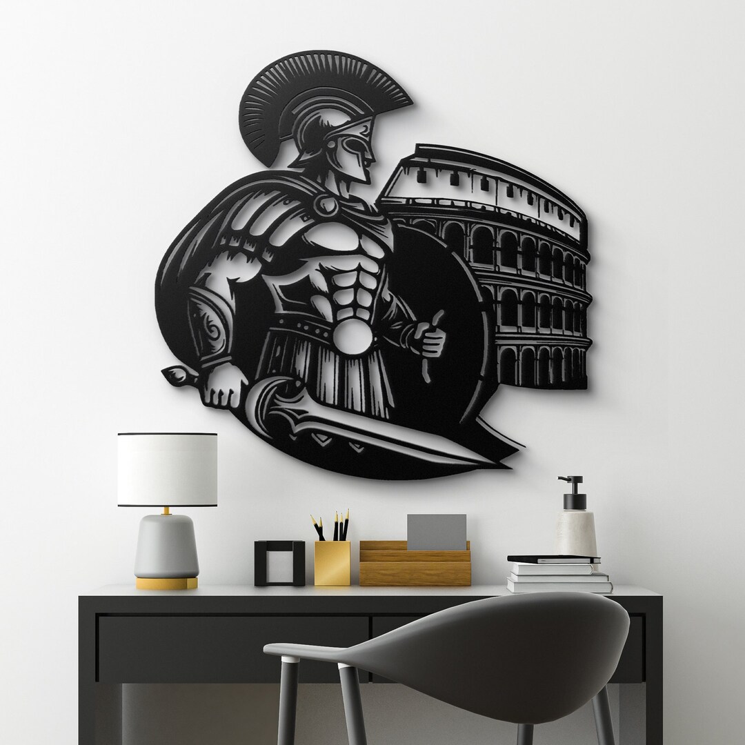 Ancient Roman Gladiator Metal Wall Art Spartan Warrior Decor Colosseum ...