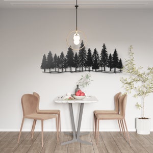 Metal Pine Tree Silhouette Wall Art for Cabin Decor Living Room Wall ...