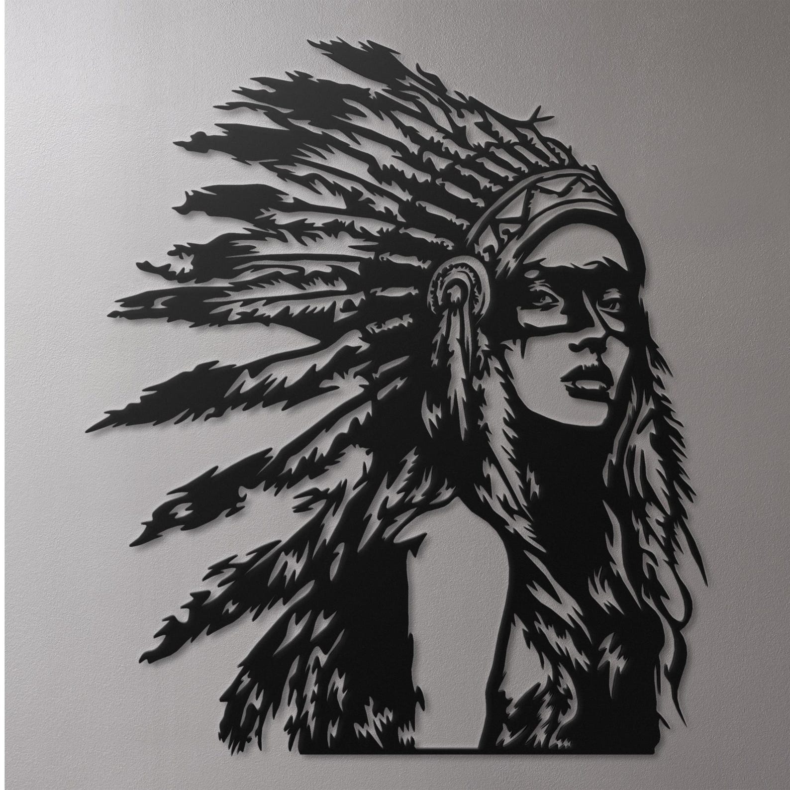 Metal Apache Woman Wall Art: Native American Home Decoration - Etsy