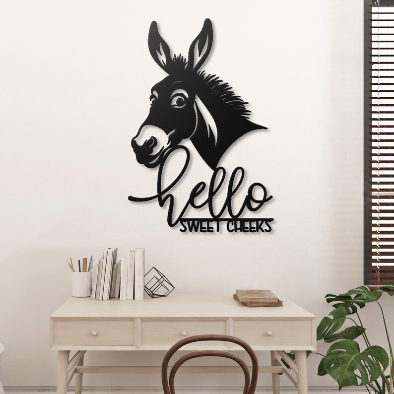 Hello Sweet Cheeks Donkey Metal Wall Art: Humorous Farmhouse Decor - Etsy