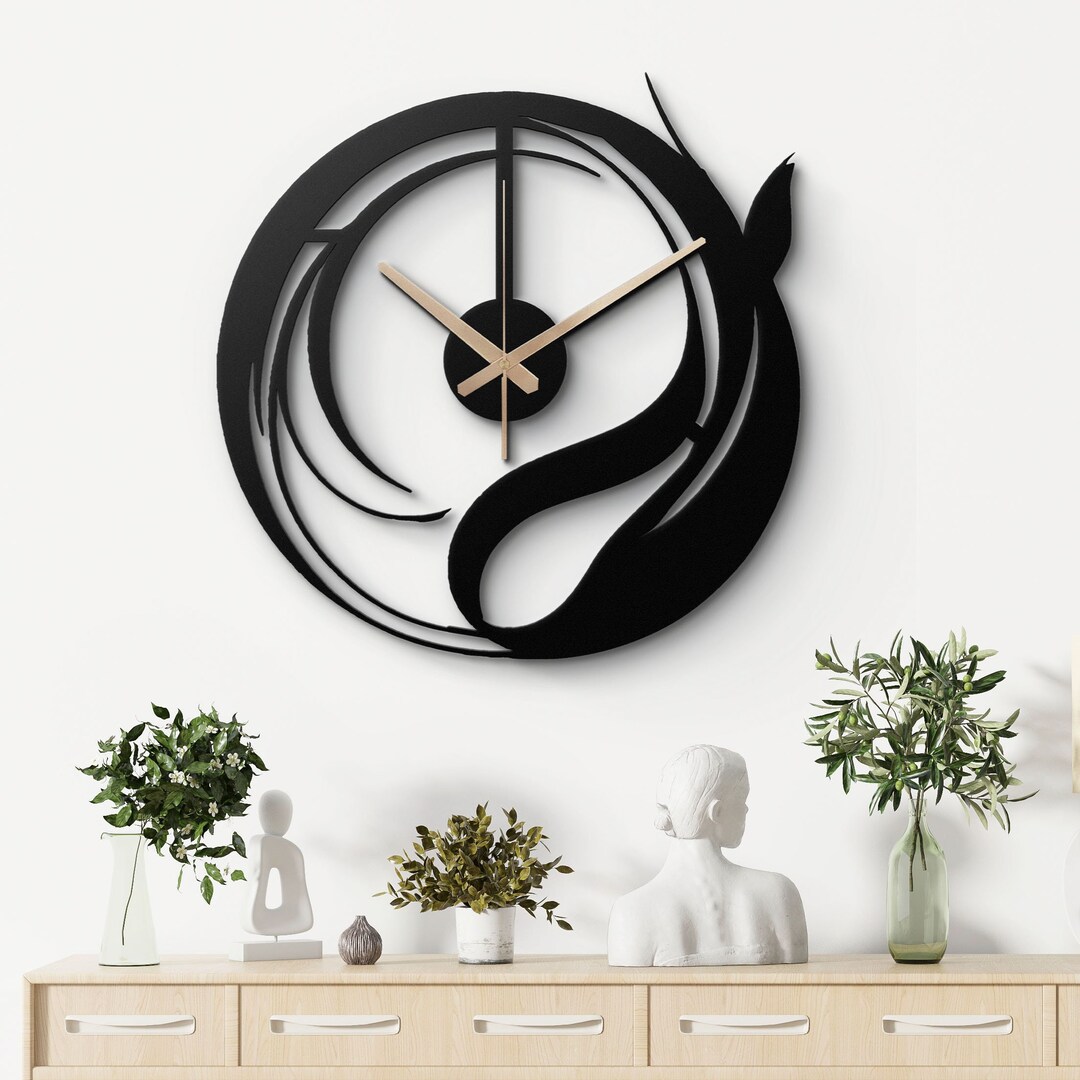 Abstract Modern Metal Wall Clock - Fluid Design - Minimalist Home Decor ...
