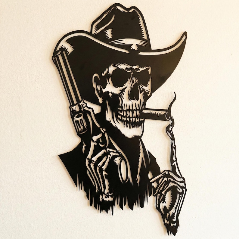 Metal Skeletal Cowboy Wall Art Gothic Western Outlaw Decor - Etsy