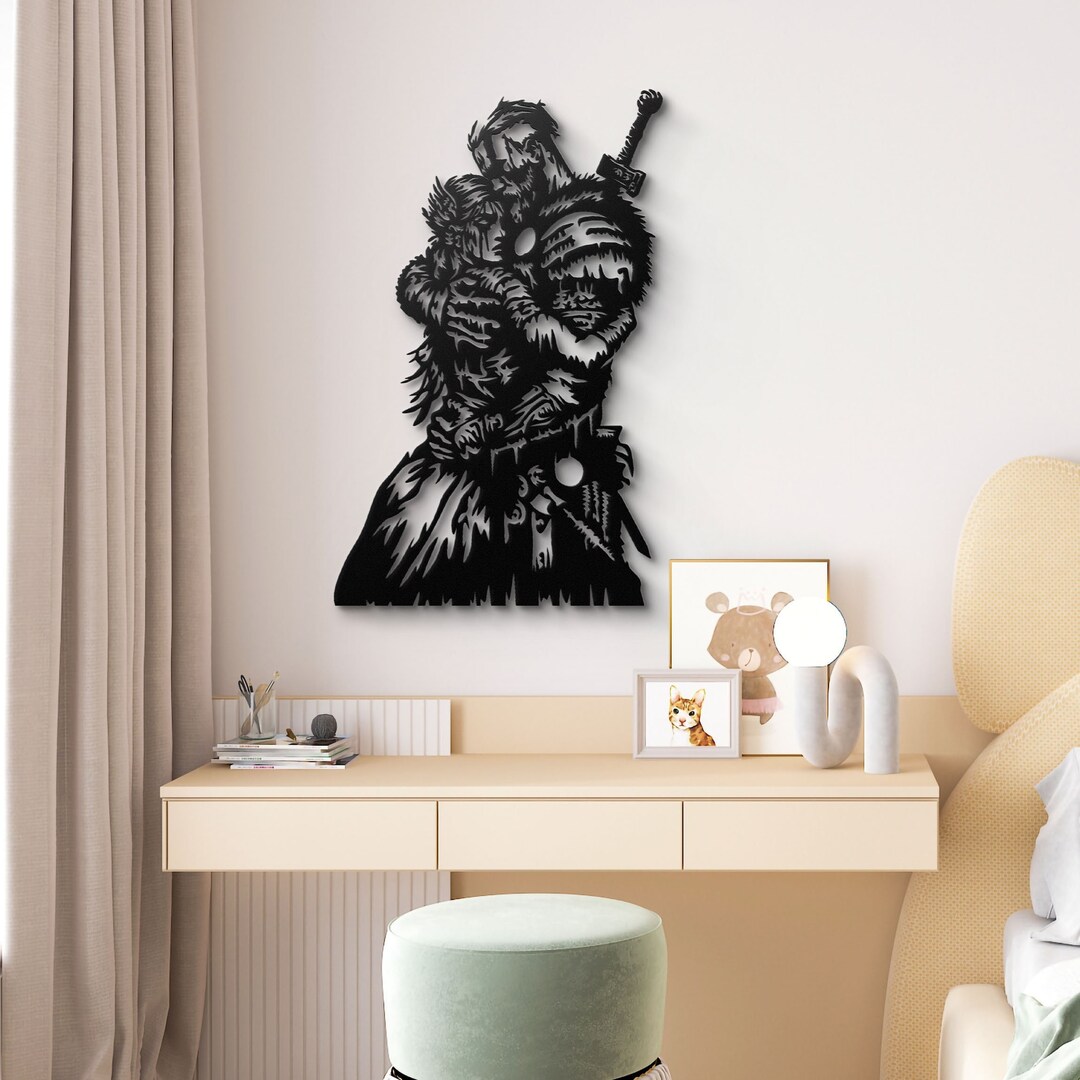 Warrior's Embrace Metal Wall Art, Viking Warrior and Shieldmaiden ...