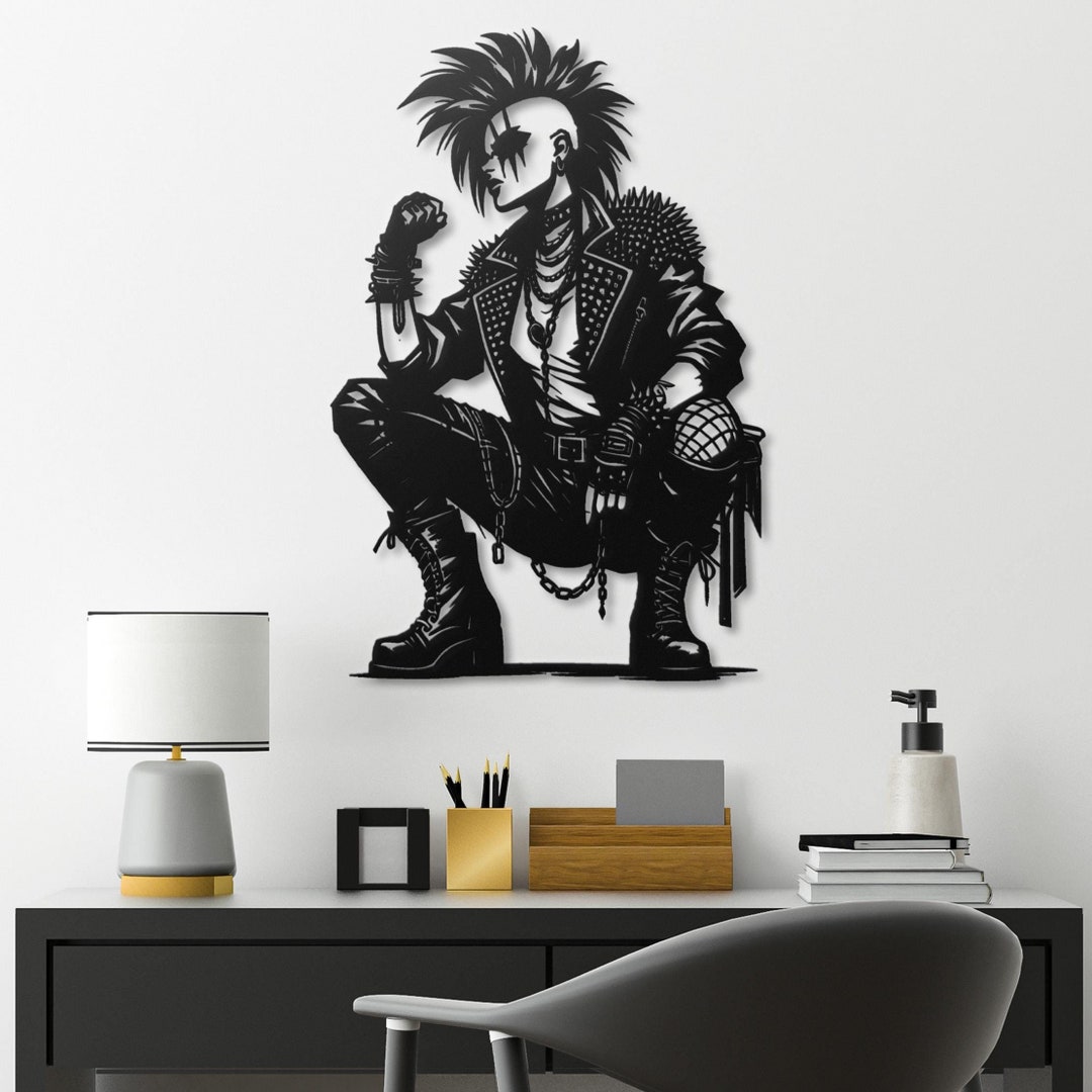 Punk Rock Girl Metal Wall Art: Edgy Gothic Home Decor - Etsy