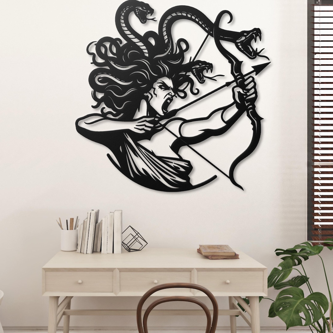 Medusa Archer Metal Wall Art, Greek Mythology Decor, Fierce Snake ...