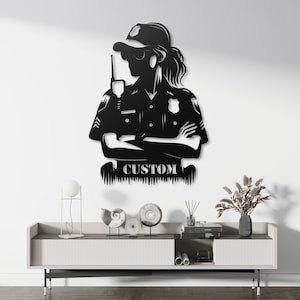 Custom Policewoman Metal Wall Art | Personalized Female Officer Wall ...