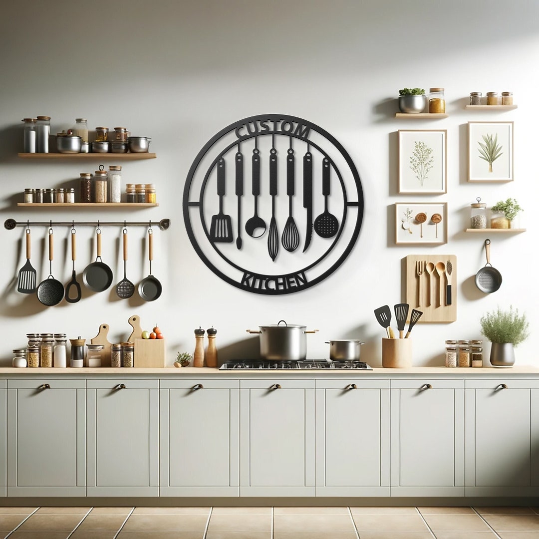 Custom Kitchen Wall Art, Modern Home Decor, Chic Culinary Hanging ...