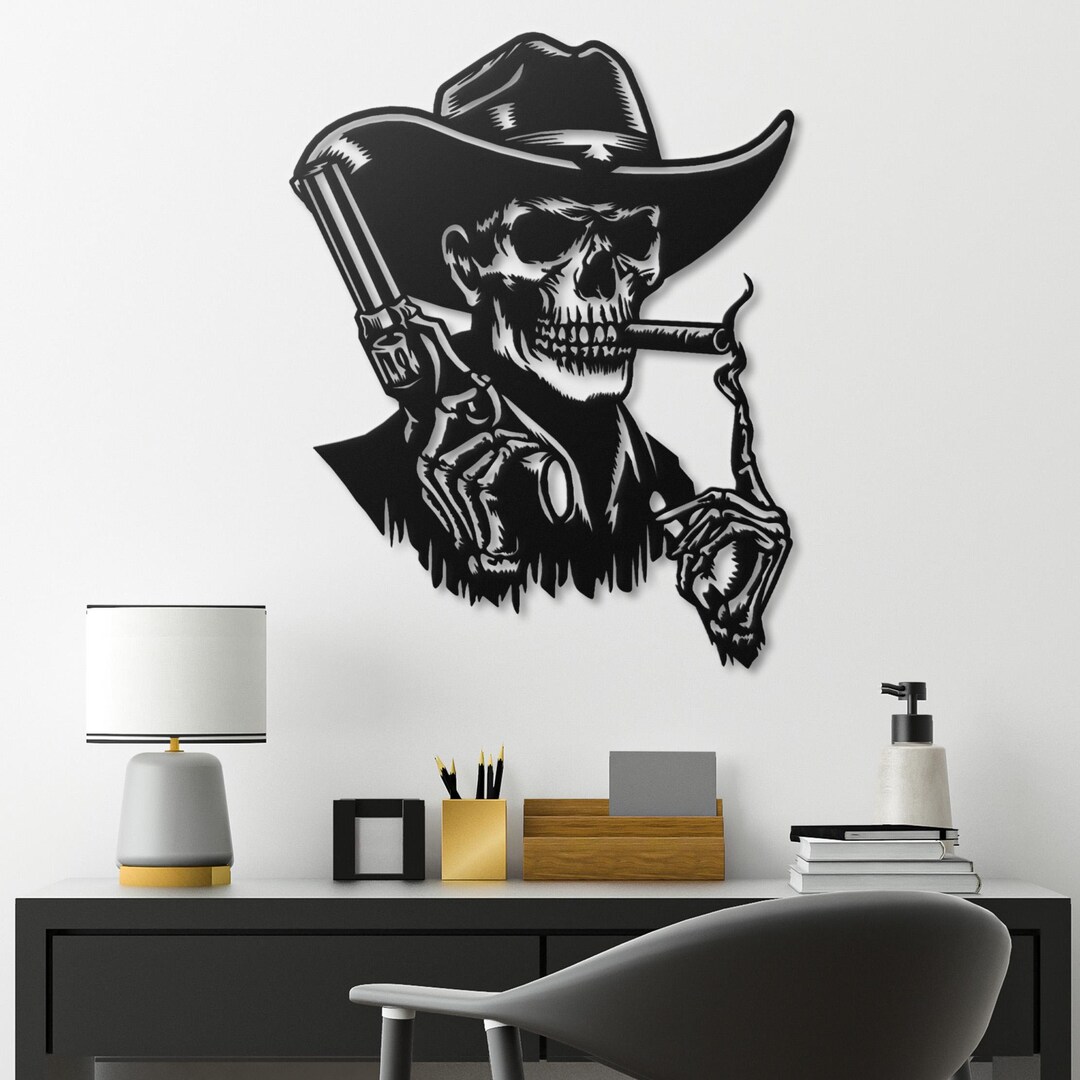 Metal Skeletal Cowboy Wall Art: Gothic Western Outlaw Decor - Etsy