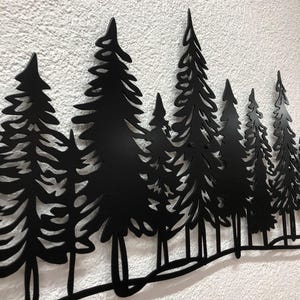 Metal Pine Tree Silhouette Wall Art for Cabin Decor Living Room Wall ...