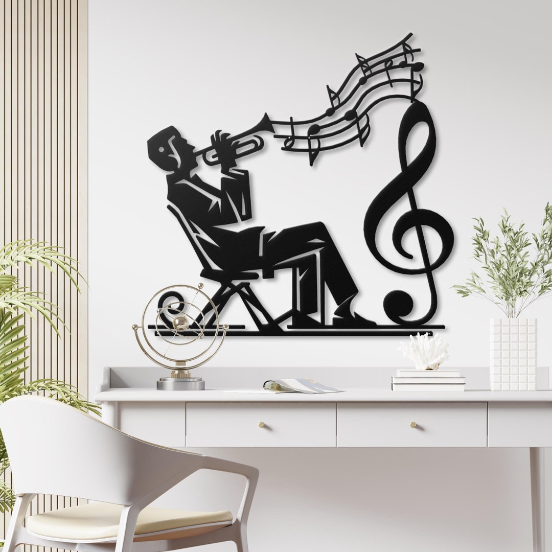 Metal Wall Art Musician Jazz Trumpet Player | Modern Music Decor ...
