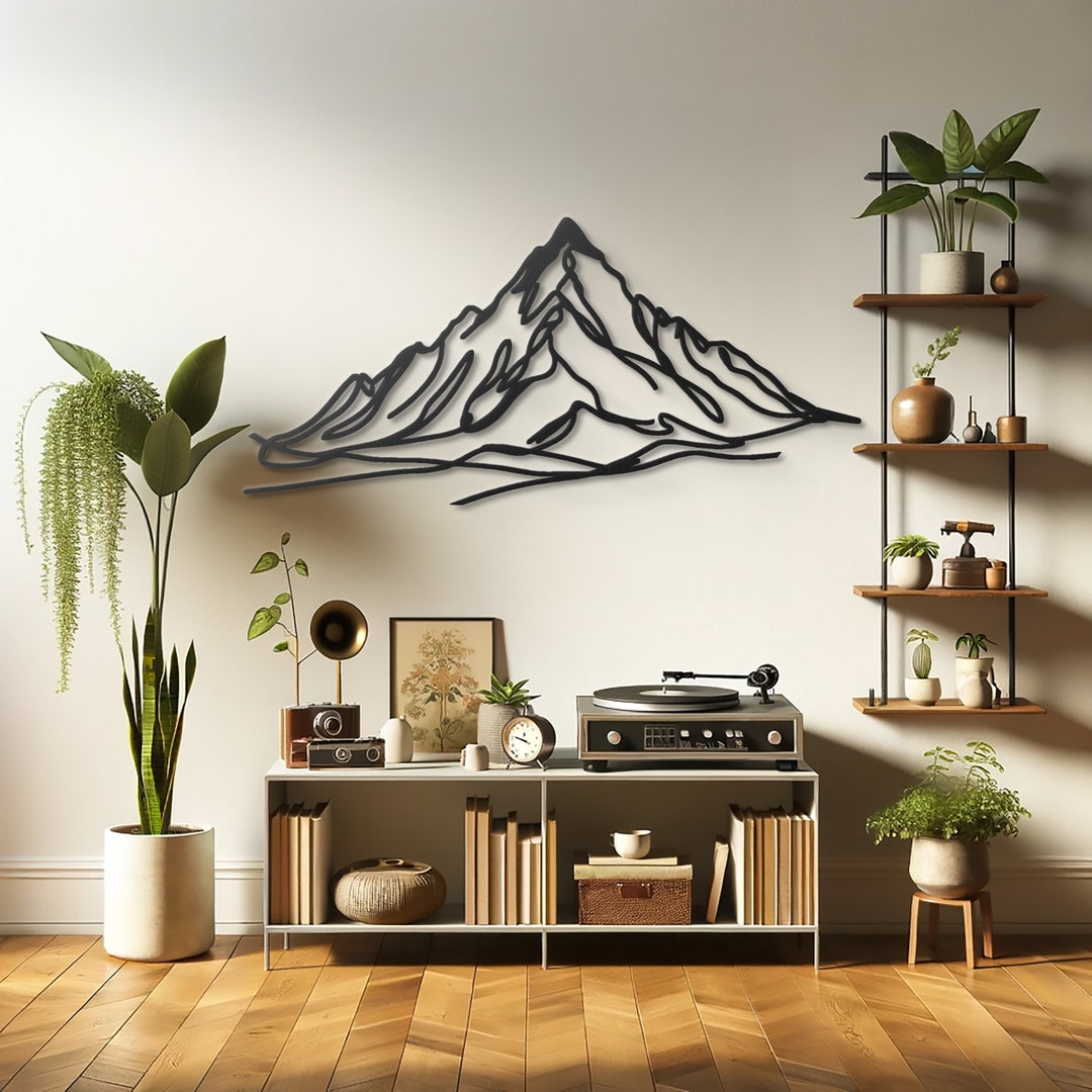 Metal Mountain Line Wall Art Modern Metal Mountain Range Wall Art for ...