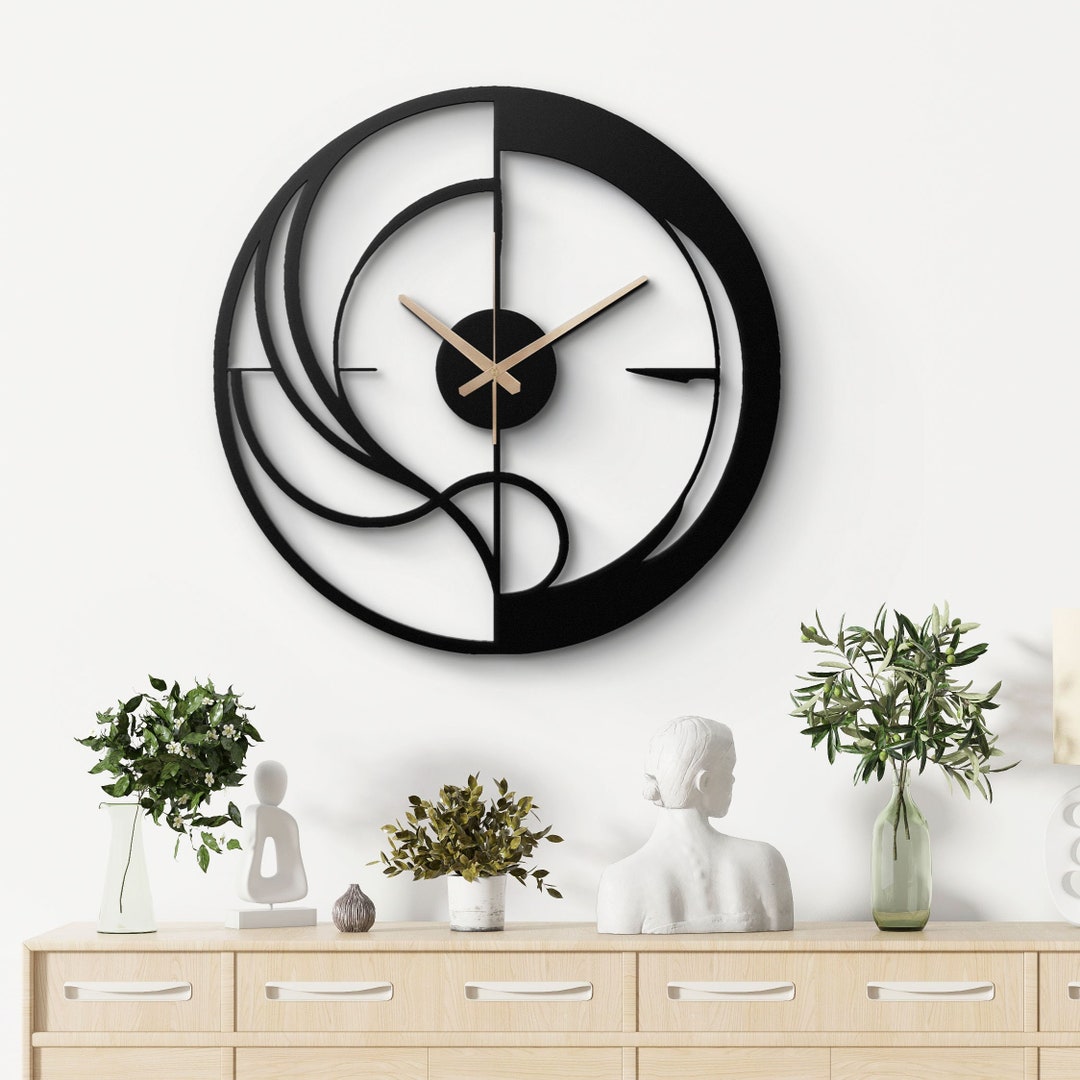 Abstract Minimalist Metal Wall Clock - Modern Geometric Design ...