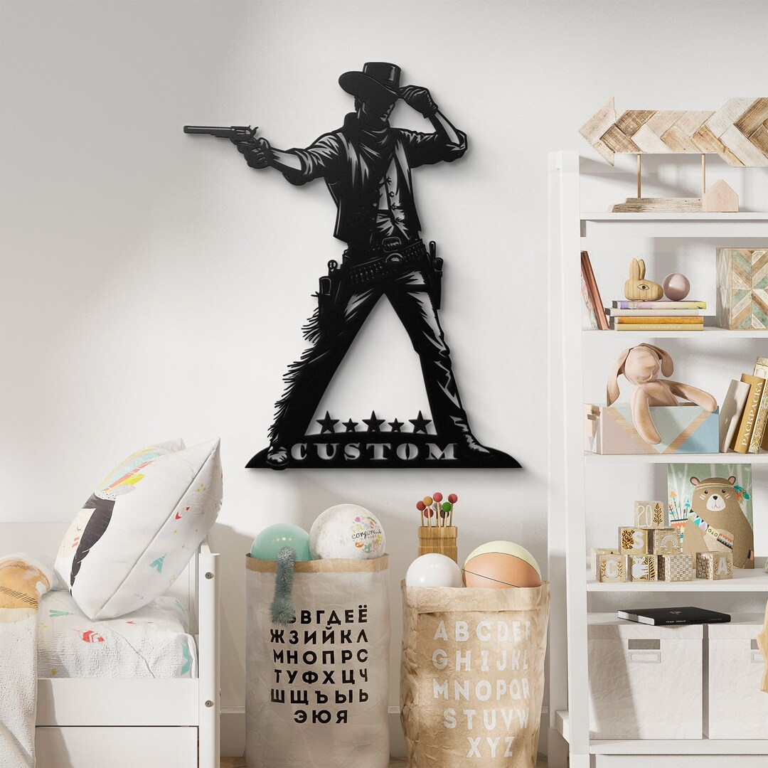 Custom Cowboy Metal Wall Art for Gamers, Western Enthusiasts, and Man ...