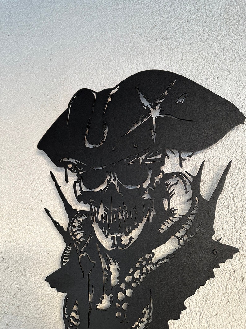 Skeleton Pirate Captain Metal Wall Art Octopus Art Man Cave - Etsy