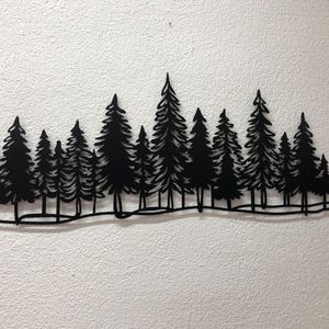 Metal Pine Tree Silhouette Wall Art for Cabin Decor Living Room Wall ...