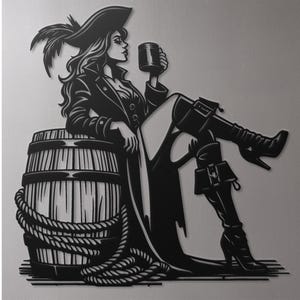 Pirate Woman Metal Wall Art Decor - Unique Pirate Home Decor - Pirate ...