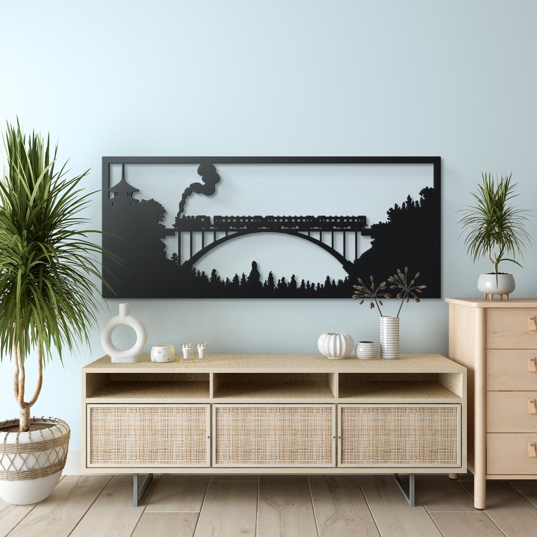 Train Silhouette Metal Wall Art Beautiful Landscape Decor - Etsy
