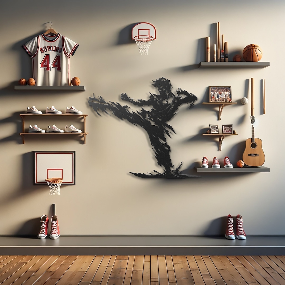 Martial Arts Mastery Metal Wall Art Karate Kick Dynamics Decor Powerful ...