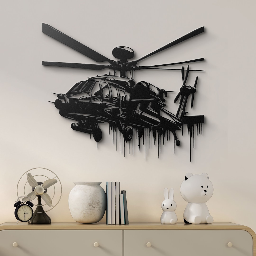 Military Helicopter Metal Wall Art Tactical Aviation Design Bold Home ...