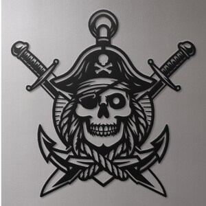 Pirate Skull Metal Wall Art - Unique Pirate Decor - Nautical Home Decor ...