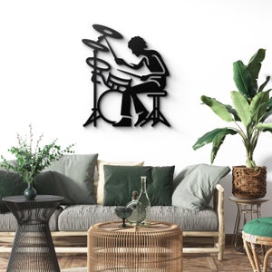 Modern Metal Wall Art Drummer - Unique Musician Decor, Metal Drum ...