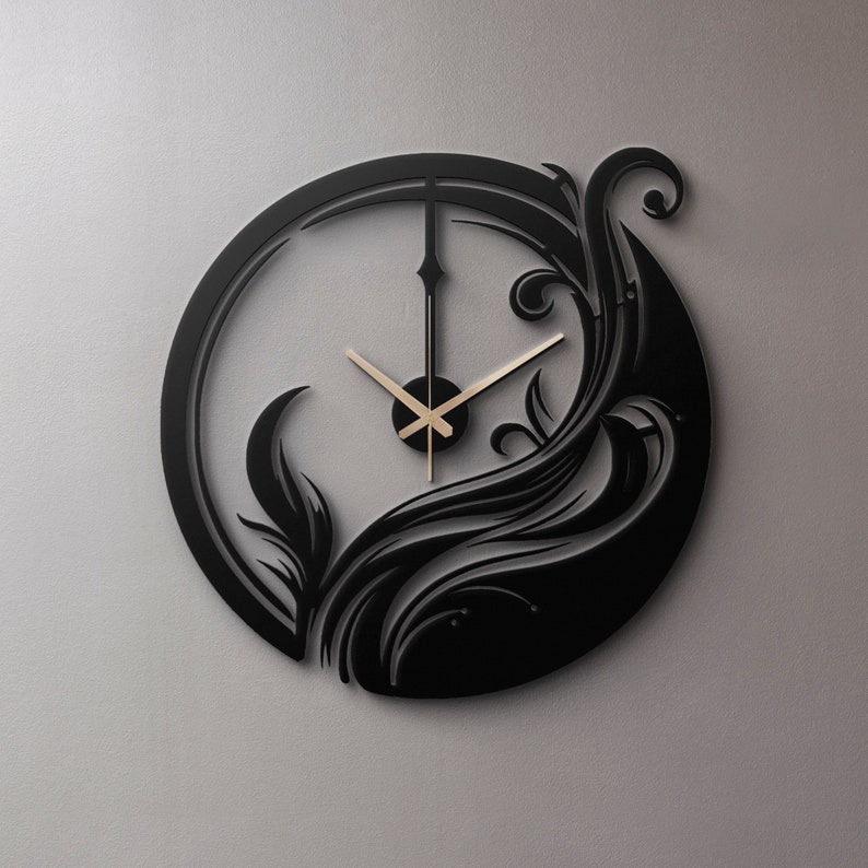 Modern Black Metal Swirl Wall Clock - Artistic Home Wall Decor - Etsy