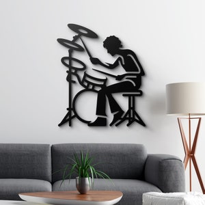 Modern Metal Wall Art Drummer - Unique Musician Decor, Metal Drum ...