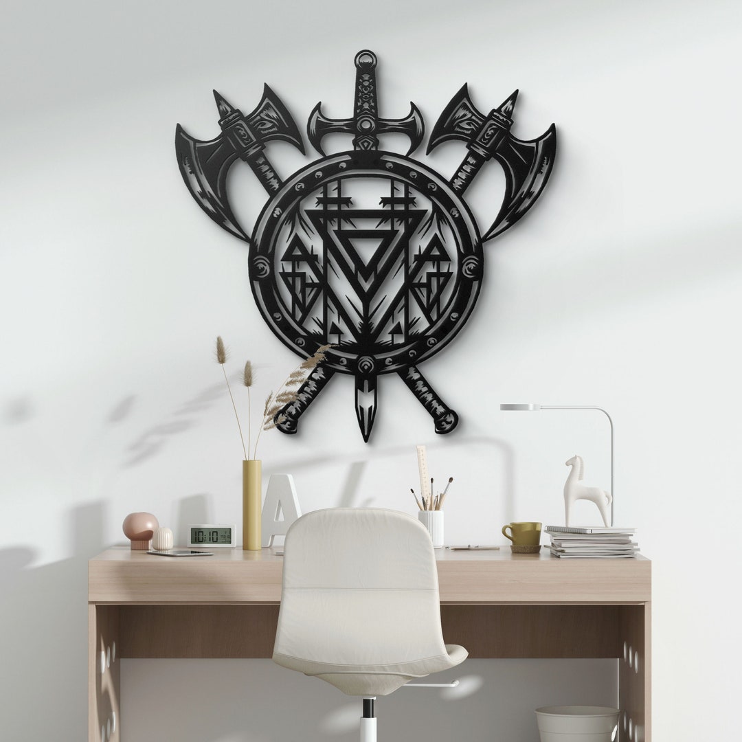 Viking Shield Metal Wall Decor Norse Inspired Wall Accent Viking Gift ...