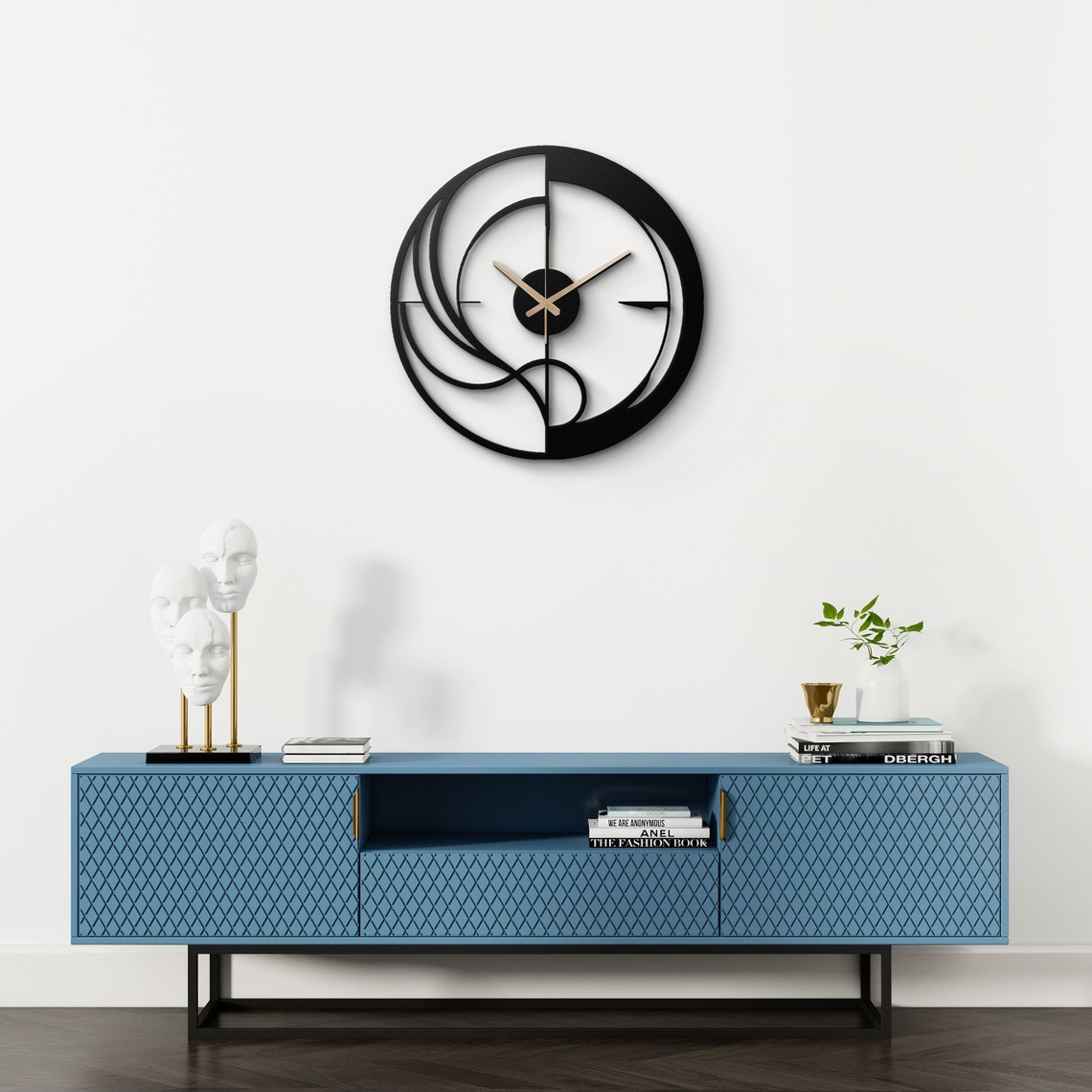 Abstract Minimalist Metal Wall Clock - Modern Geometric Design ...