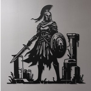Elegant Spartan Warrior Metal Wall Art - Ancient Greek Soldier Decor - Etsy