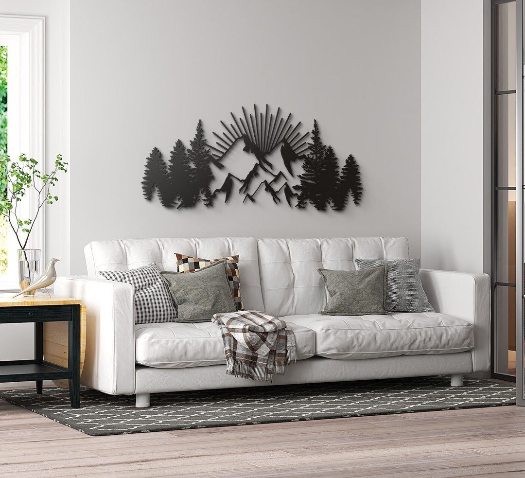 Metal Mountain Wall Art Mountain Decor Living Room Wall Decor Bedroom ...