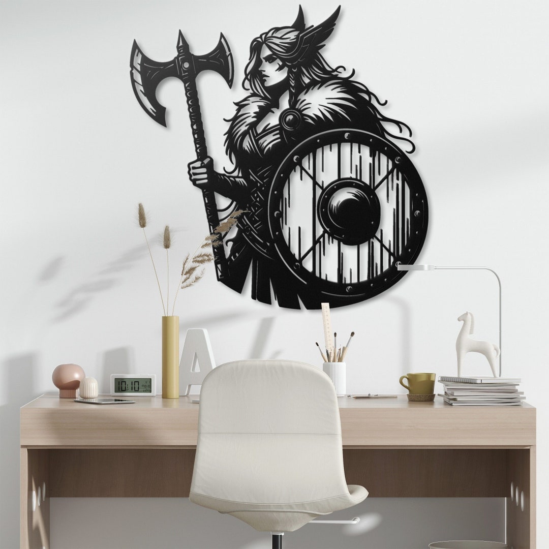 Metal Valkyrie Wall Art Viking Wall Decor Game Room Decor Man Cave Wall ...
