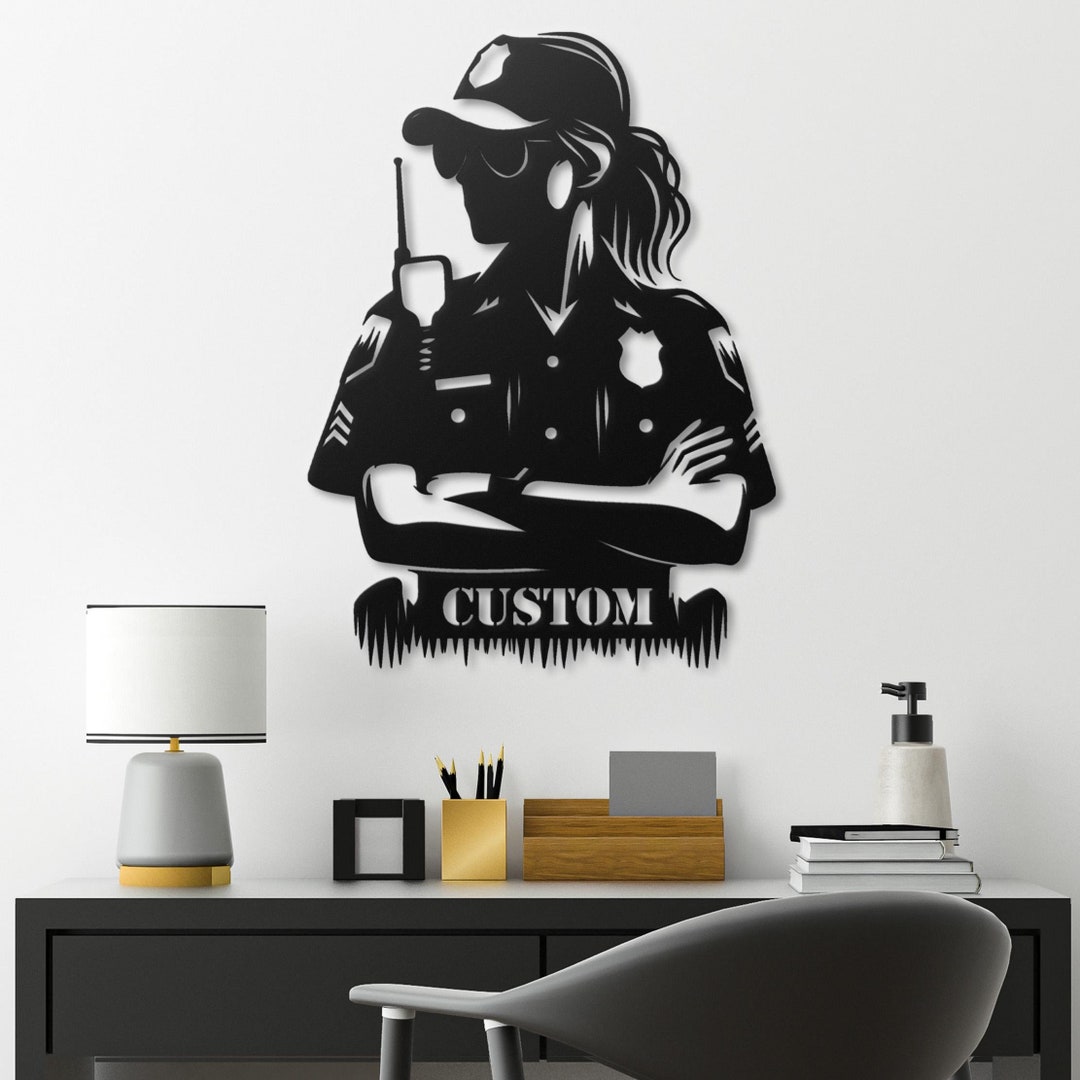 Custom Policewoman Metal Wall Art | Personalized Female Officer Wall ...
