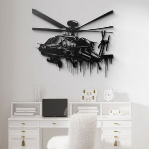 Military Helicopter Metal Wall Art Tactical Aviation Design Bold Home ...