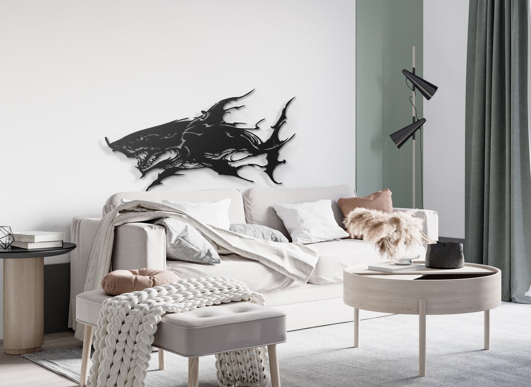 Halloween Decor Scary Shark Metal Wall Art Spooky Ocean Theme Home ...