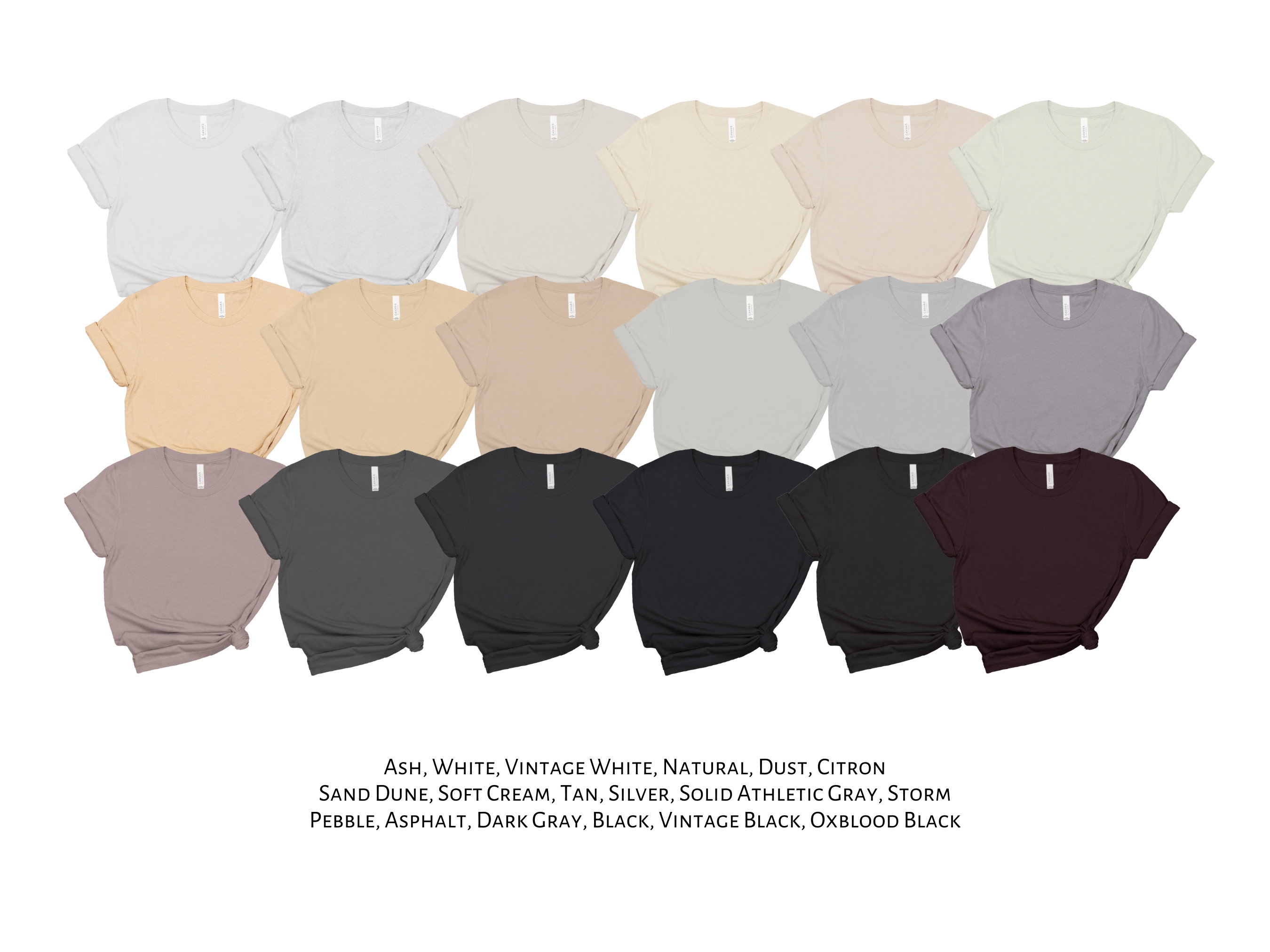 Bella Canvas 3001C Mockup Bundle All Colors Transparent - Etsy