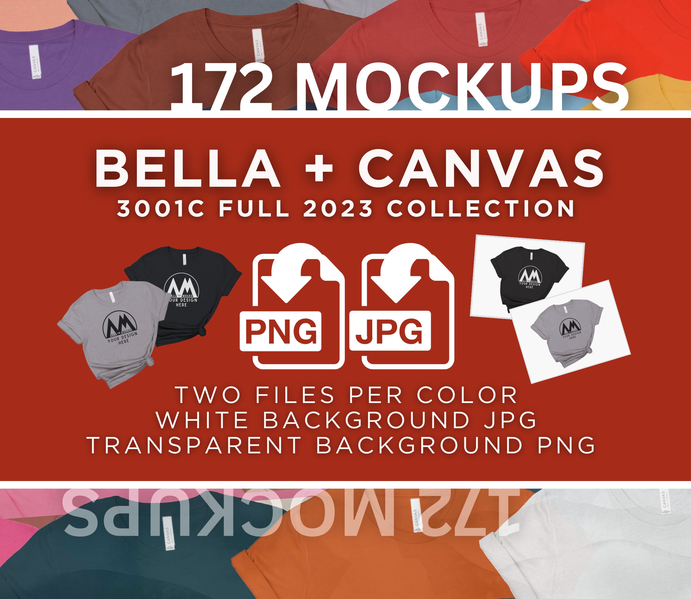 Bella Canvas 3001C Mockup Bundle All Colors Transparent - Etsy