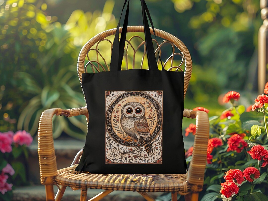 Medieval Owl Tote Bag,boho Owl Bag,canvas Tote Bag,owl Book Bag,gift ...