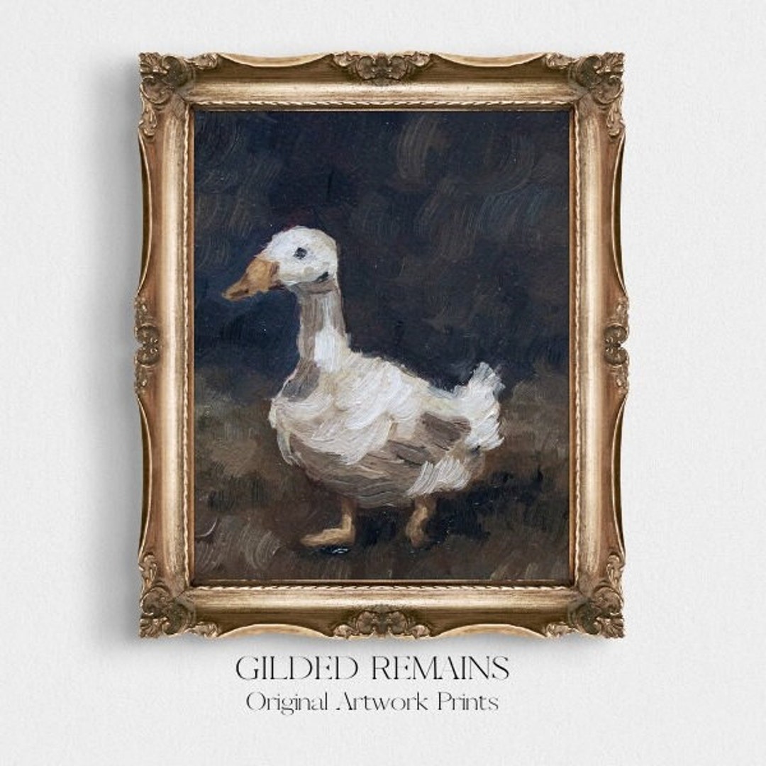 The Goose Oil Painting | Animal Original Wall Art | Vintage Muted Print ...
