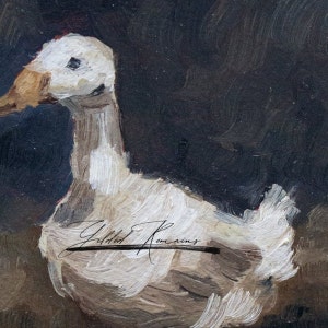 The Goose Oil Painting | Animal Original Wall Art | Vintage Muted Print ...