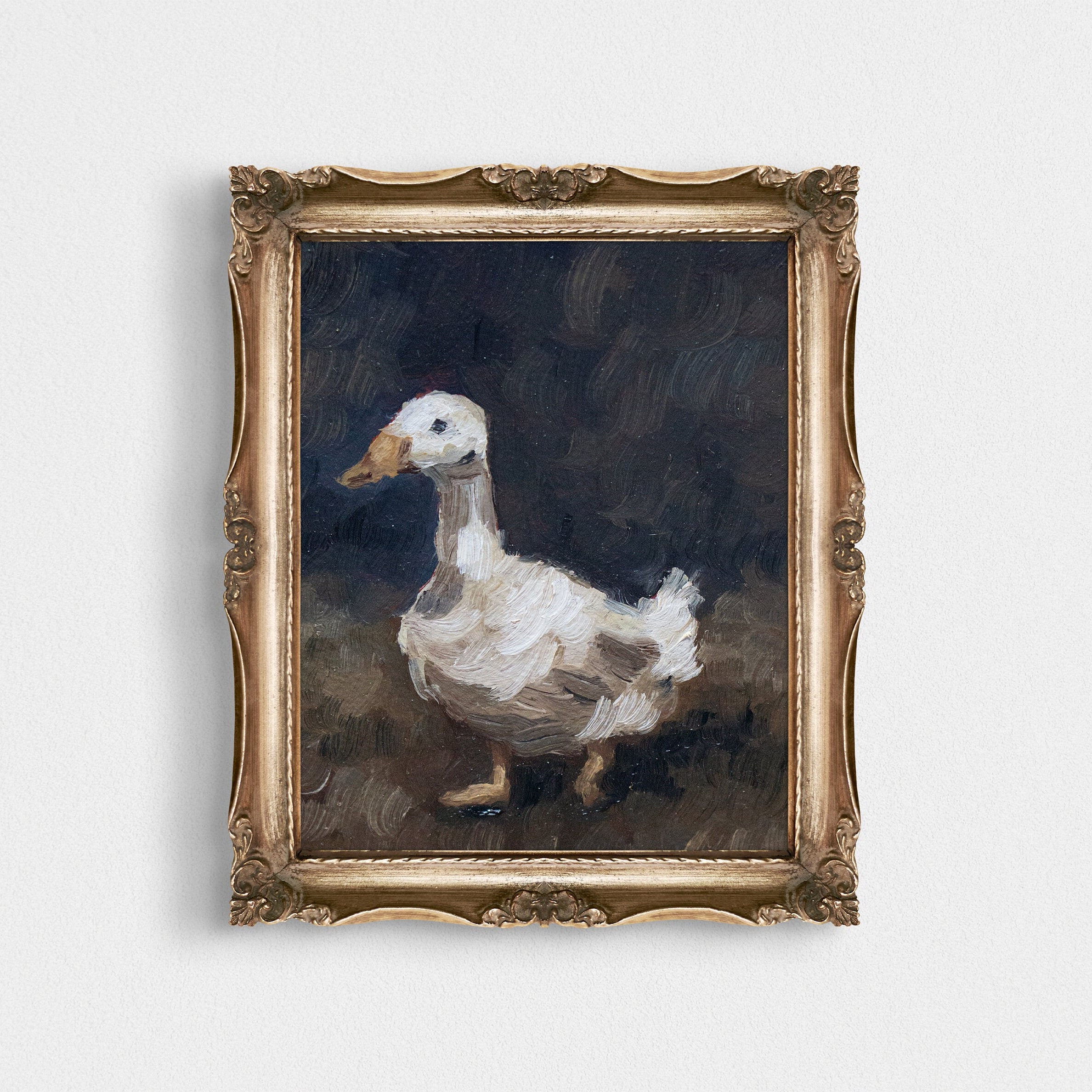 The Goose Oil Painting | Animal Original Wall Art | Vintage Muted Print ...