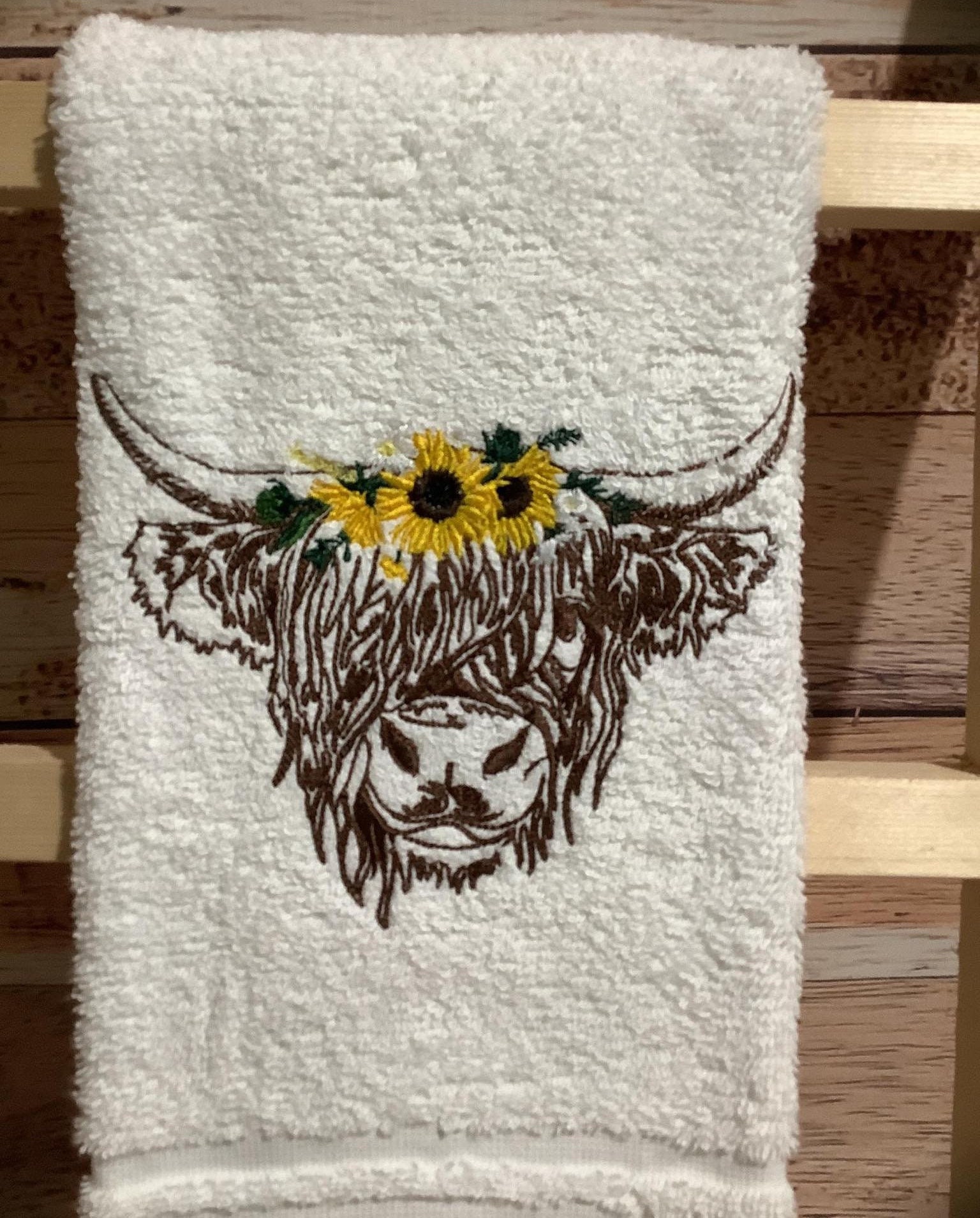 Highland Cow Embroidered Towel Farmhouse Decor Cow Kitchen Decor Cow ...