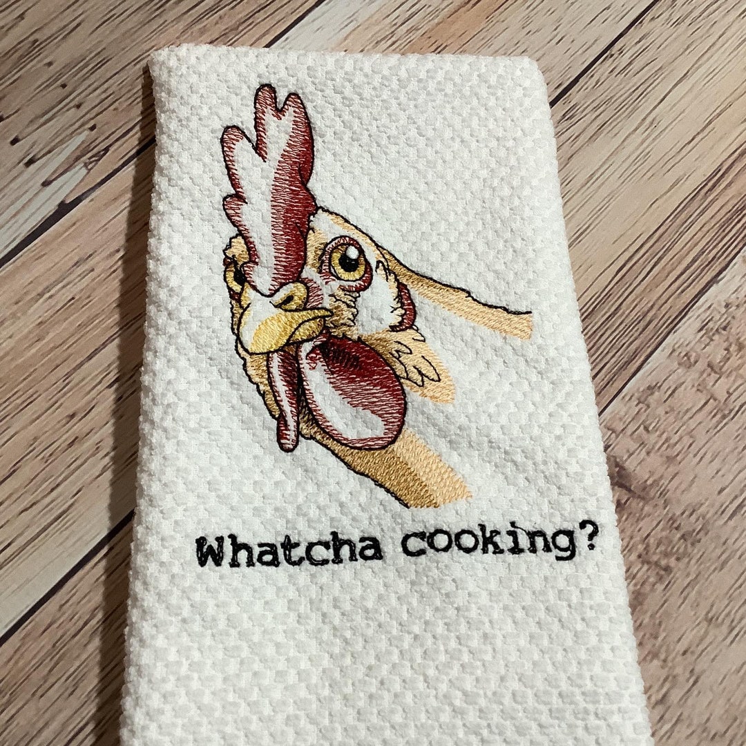 Embroidered Kitchen Towel-embroided Chicken Towel-whatcha Cooking ...