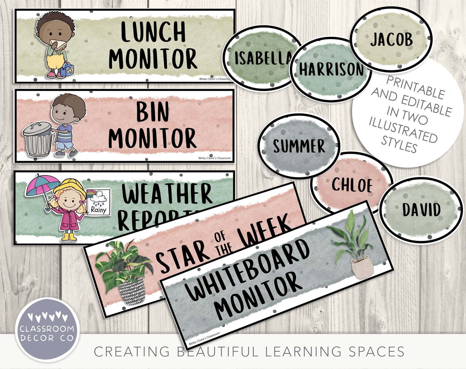 PLANTS & FOLIAGE Classroom Jobs, Editable Classroom Jobs Display ...