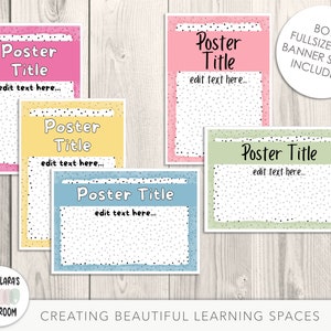 DOTTY WATERCOLOR Editable Classroom Posters, Customizable Display ...