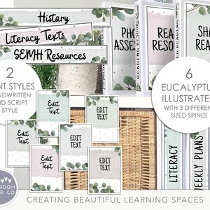 EUCALYPTUS Binder Covers and Spines, Classroom Organization Labels ...