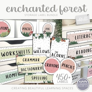 ENCHANTED FOREST Storage Label Bundle, Classroom Organization Labels ...