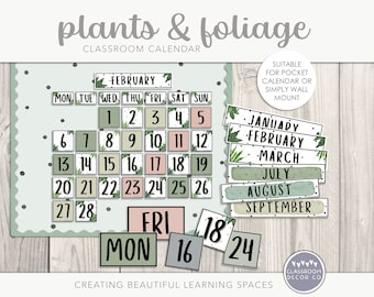 PLANTS & FOLIAGE Classroom Calendar, Modern Plants Classroom Calendar ...