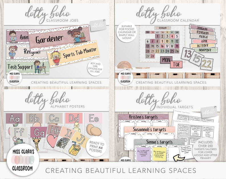 DOTTY BOHO Complete Classroom Display Label Bundle Neutral - Etsy
