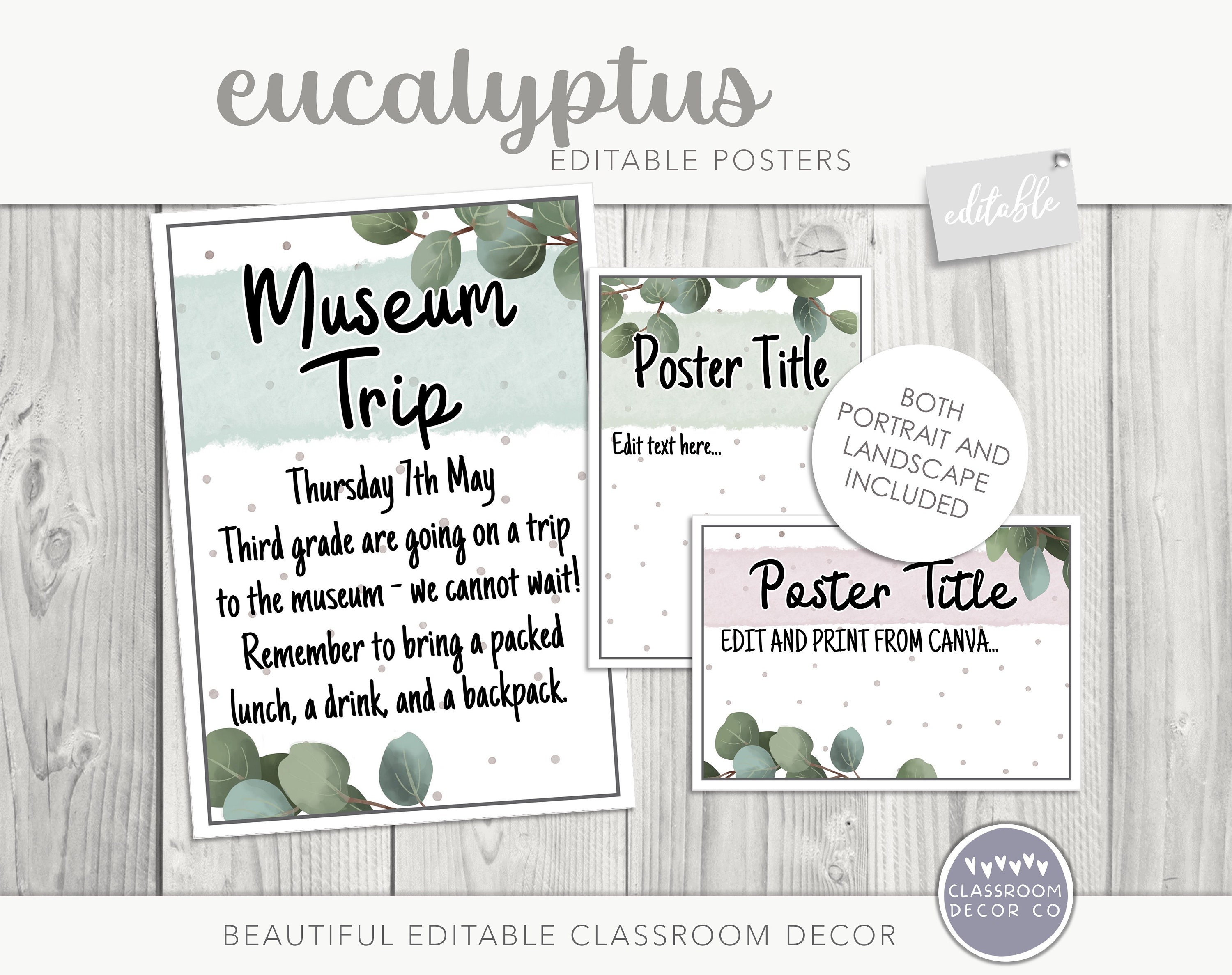EUCALYPTUS Editable Classroom Posters, Modern Boho Plants Classroom ...